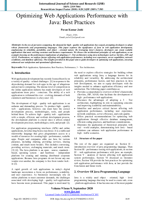 (PDF) Optimizing Web Applications Performance with Java: Best Practices