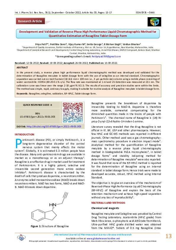 (PDF) Development and Validation of Reverse Phase High Performance ...
