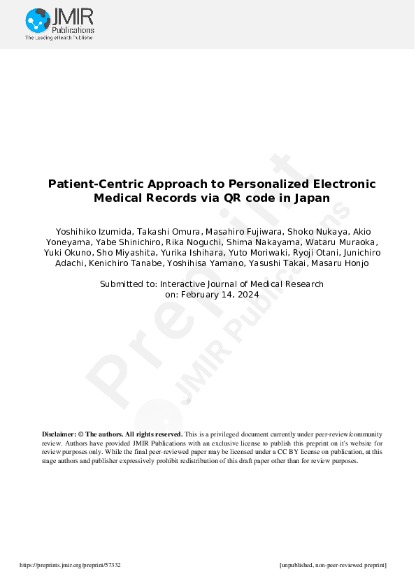 (PDF) Patient-Centric Approach to Personalized Electronic Medical Records via QR code in Japan ...