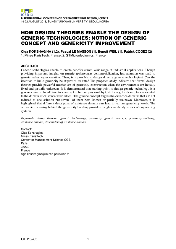 (PDF) How design theories enable the design of generic technologies: Notion of generic concept ...