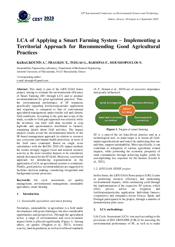 (PDF) LCA of Applying a Smart Farming System – Implementing a ...