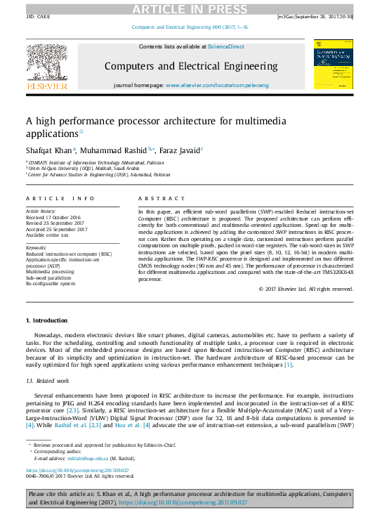 (PDF) A high performance processor architecture for multimedia applications