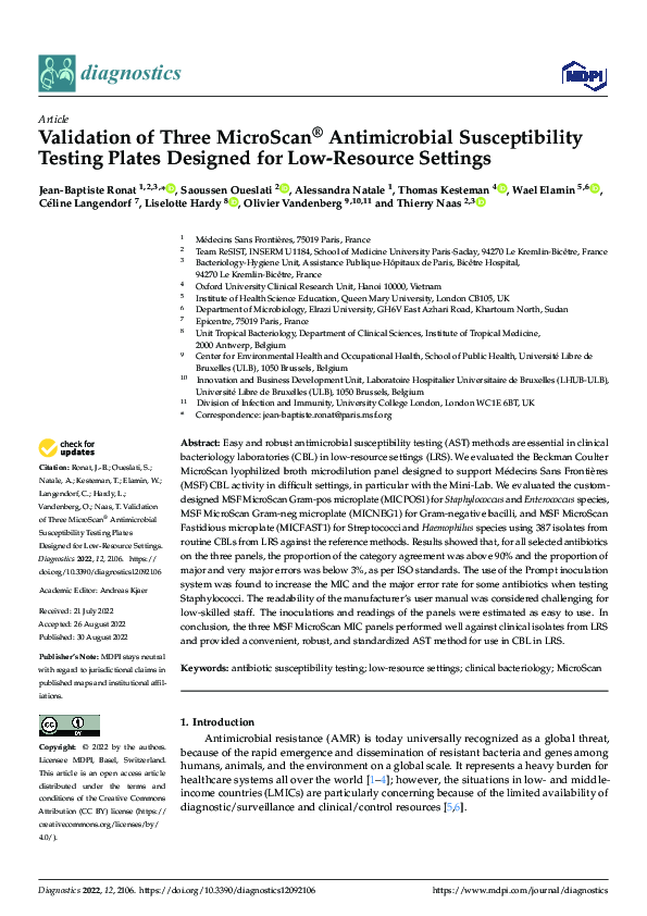 (PDF) Validation of Three MicroScan® Antimicrobial Susceptibility ...