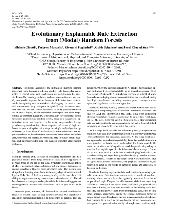 (PDF) Evolutionary Explainable Rule Extraction from (Modal) Random Forests