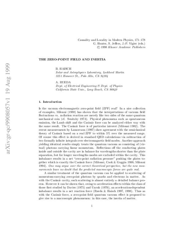 (PDF) The Zero-Point Field and Inertia