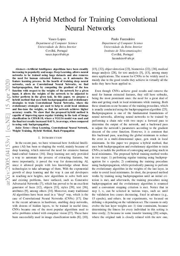 (PDF) A Hybrid Method for Training Convolutional Neural Networks