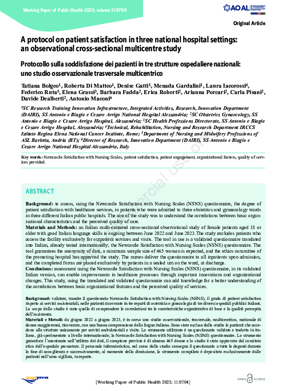(PDF) A protocol on patient satisfaction in three national hospital ...