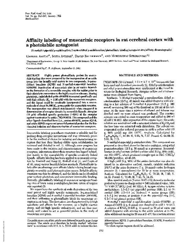 (PDF) Affinity labeling of muscarinic receptors in rat cerebral cortex ...