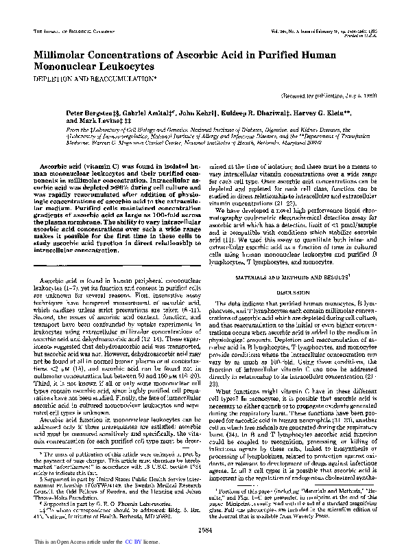 (PDF) Millimolar concentrations of ascorbic acid in purified human ...