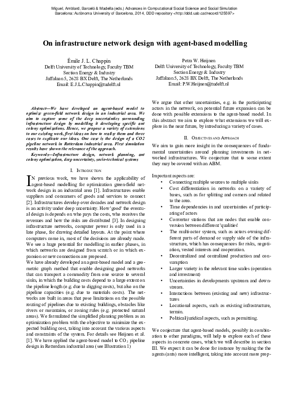 (PDF) On infrastructure network design with agent-based modelling