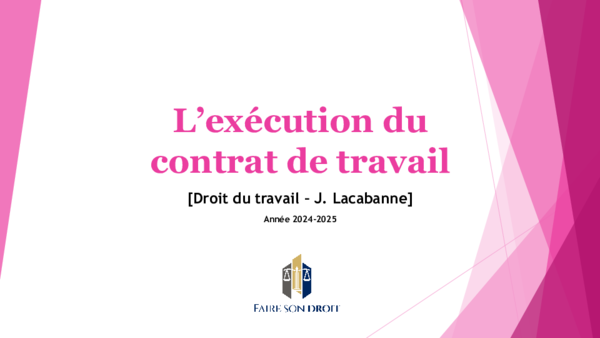 (PDF) L'exécution du contrat de travail - J. Lacabanne