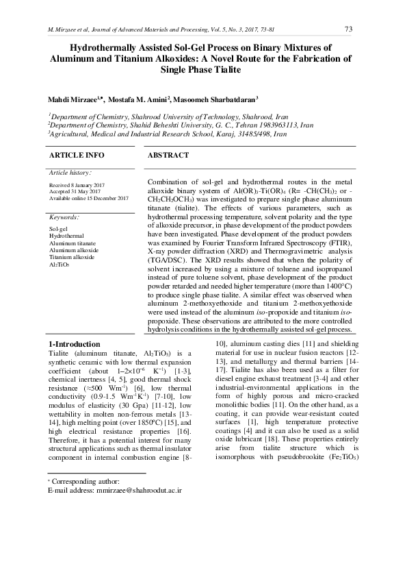 (PDF) Hydrothermal Assisted Sol-Gel Process on Binary Mixtures of ...