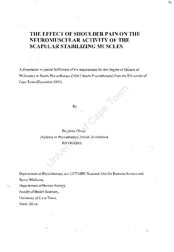 (PDF) The effect of shoulder pain on the neuromuscular activity of the ...