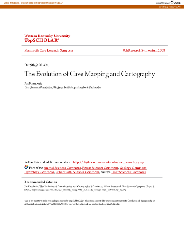 (PDF) The Evolution of Cave Mapping and Cartography