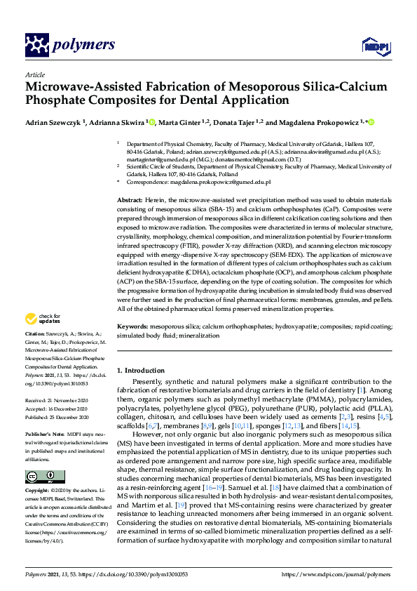 (PDF) Microwave-Assisted Fabrication of Mesoporous Silica-Calcium ...