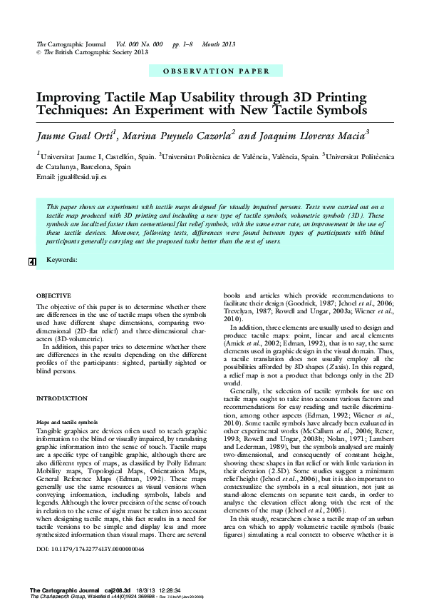 (PDF) Improving Tactile Map Usability through 3D Printing Techniques ...