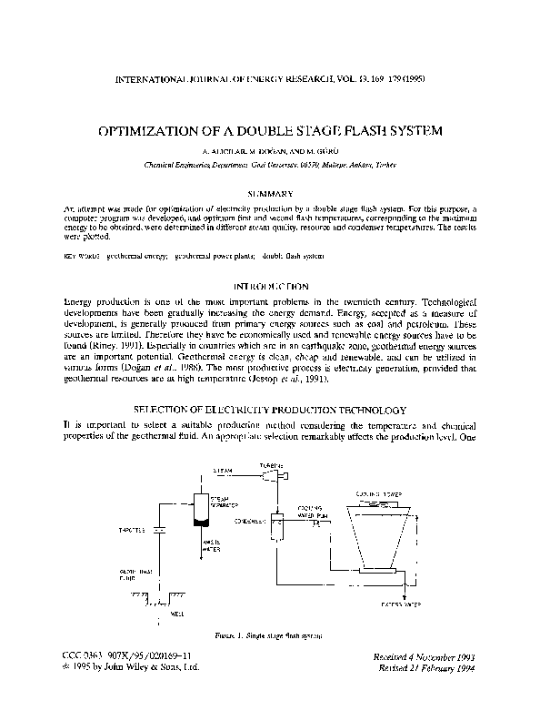 (PDF) Optimization of a double stage flash system