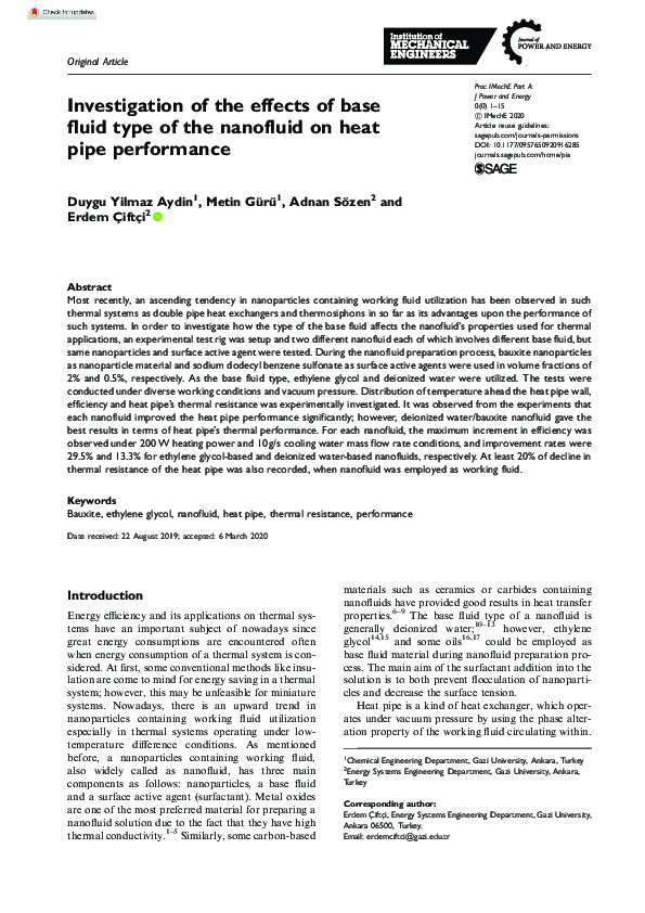 (PDF) Investigation of the effects of base fluid type of the nanofluid ...