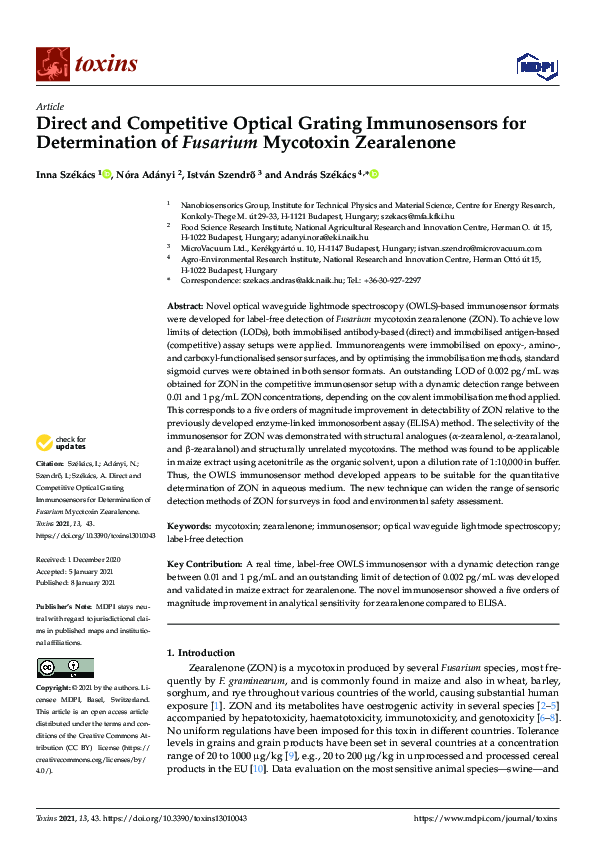 (PDF) Direct and Competitive Optical Grating Immunosensors for Determination of Fusarium ...