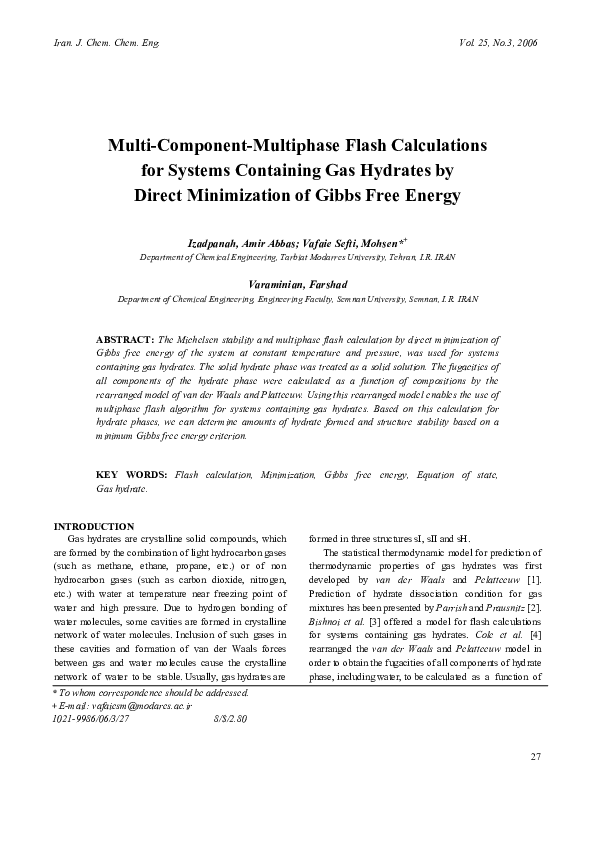 (PDF) Multi-Component-Multiphase Flash Calculations for Systems ...