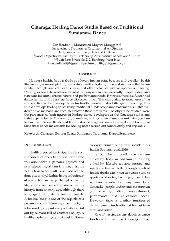 (PDF) Cittaraga: Healing Dance Studio Based On Traditional Sundanese Dance
