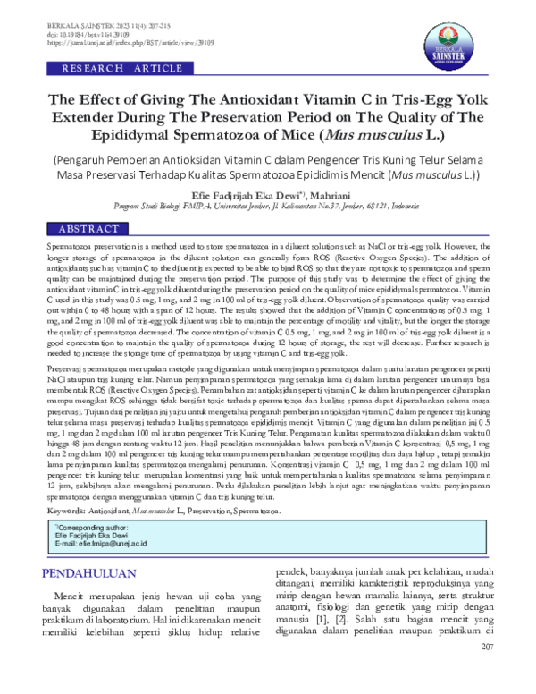 (PDF) The The Effect of Giving The Antioxidant Vitamin C in Tris-Egg ...