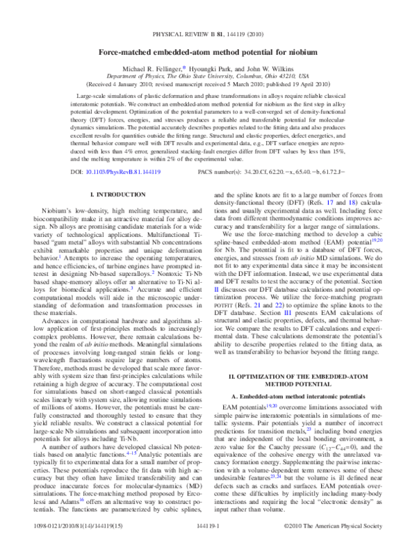 (PDF) Force-matched embedded-atom method potential for niobium