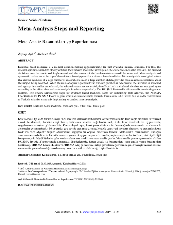 (PDF) Meta-Analysis Steps and Reporting