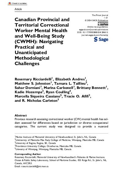 (PDF) Canadian Provincial and Territorial Correctional Worker Mental ...