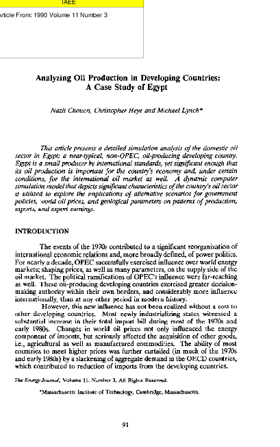 (PDF) Analyzing Oil Production in Developing Countries: A Case Study of ...