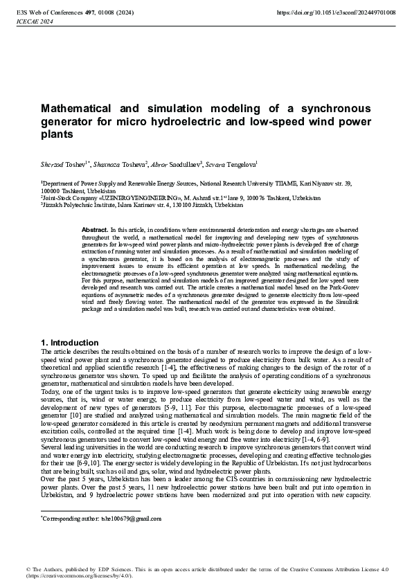 (PDF) Mathematical and simulation modeling of a synchronous generator ...