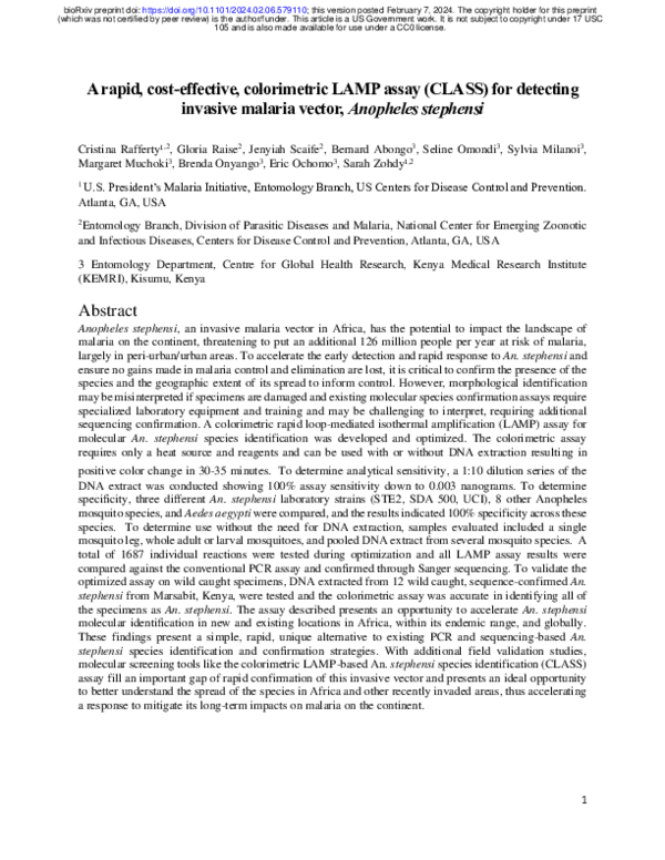 (PDF) A rapid, cost-effective, colorimetric LAMP assay (CLASS) for ...