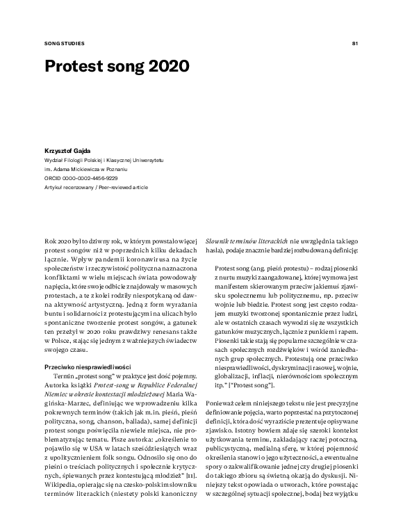 (PDF) Protest song 2020