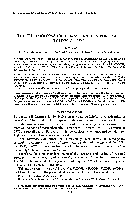 (PDF) The thermodynamic consideration for Fe-H2O system at 25°C