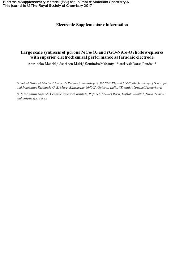 (PDF) Large-scale synthesis of porous NiCo2O4and rGO–NiCo2O4hollow ...
