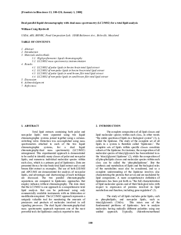 (PDF) Dual parallel liquid chromatography with dual mass spectrometry ...