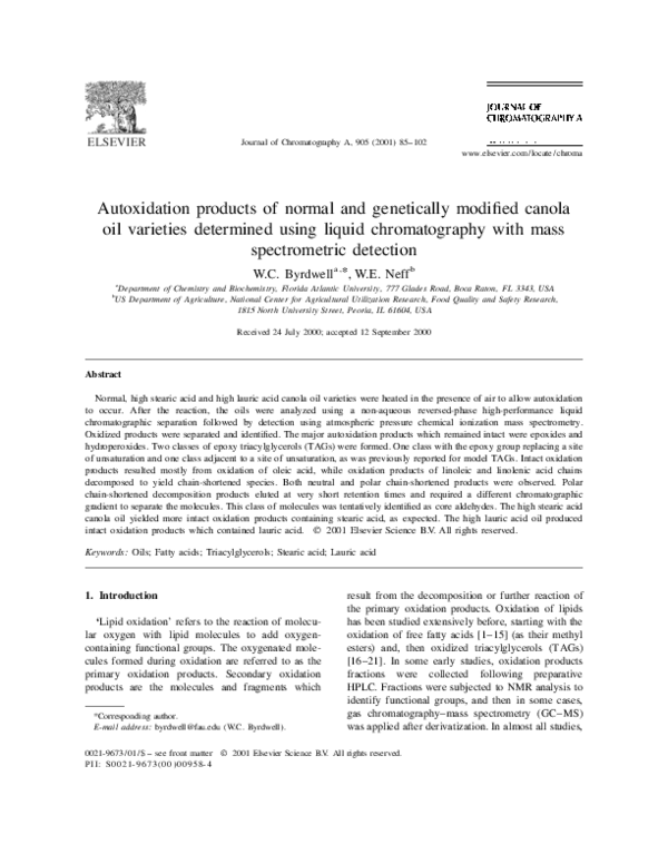 (PDF) Autoxidation products of normal and genetically modified canola ...