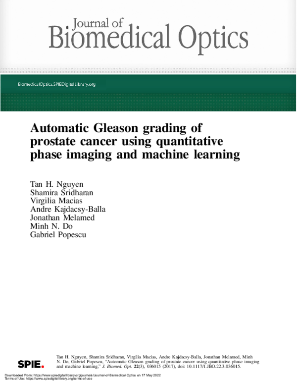 (PDF) Automatic Gleason grading of prostate cancer using quantitative ...