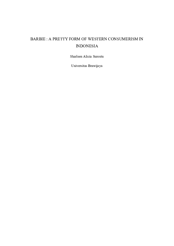 (PDF) Barbie - A Pretty Form of Western Consumerism in Indonesia