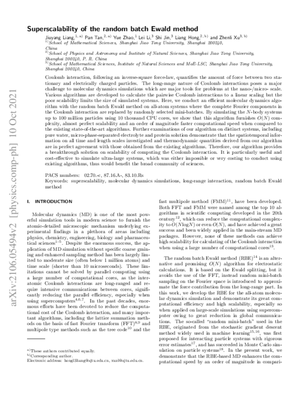 (PDF) Superscalability of the random batch Ewald method