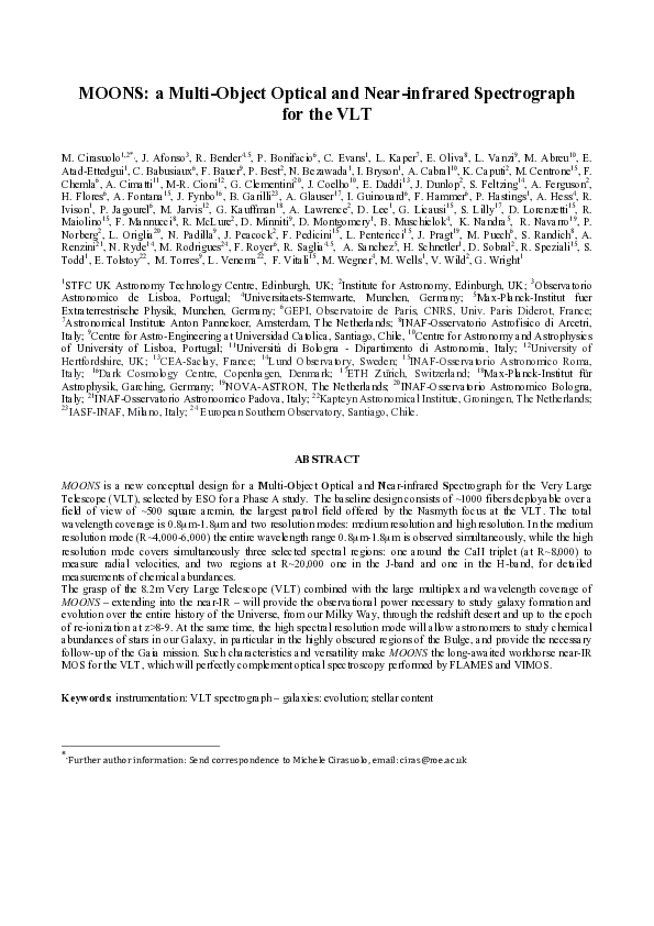 (PDF) MOONS: the Multi-Object Optical and Near-infrared Spectrograph ...
