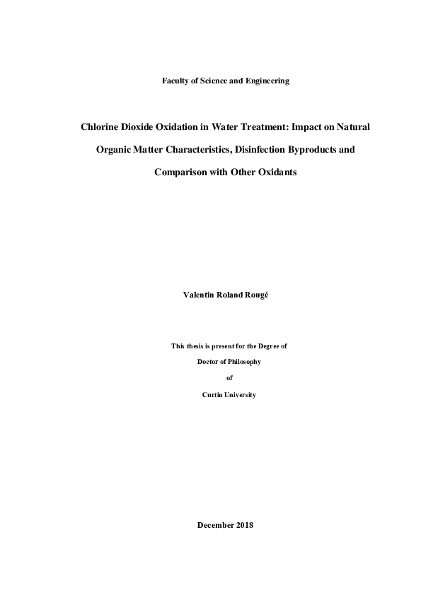 (PDF) Chlorine Dioxide Oxidation in Water Treatment: Impact on Natural ...