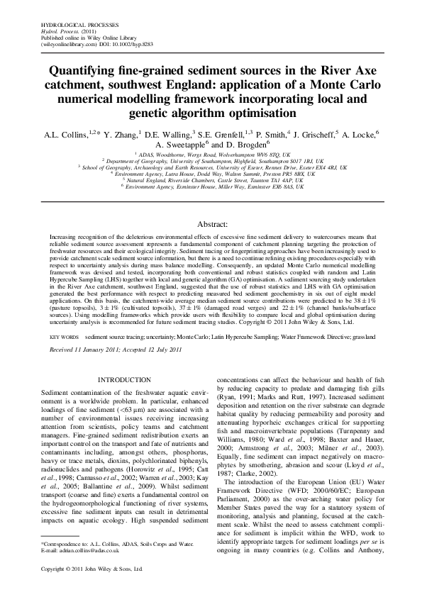 (PDF) Quantifying fine-grained sediment sources in the River Axe ...