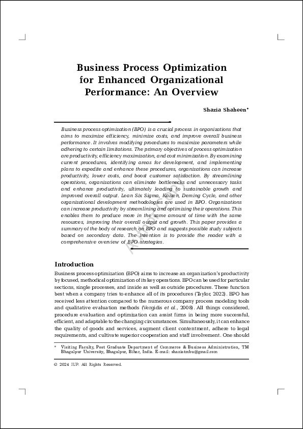 (PDF) Business Process Optimization for Enhanced Organizational ...