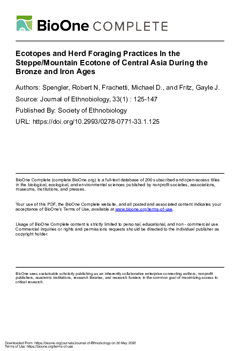 (PDF) Ecotopes and Herd Foraging Practices In the Steppe/Mountain Ecotone of Central Asia During ...