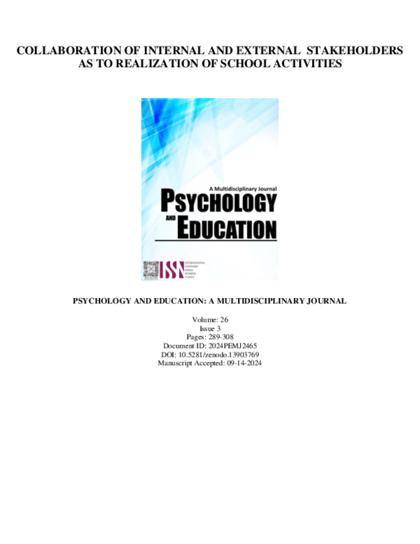 (PDF) Collaboration of Internal and External Stakeholders as to ...