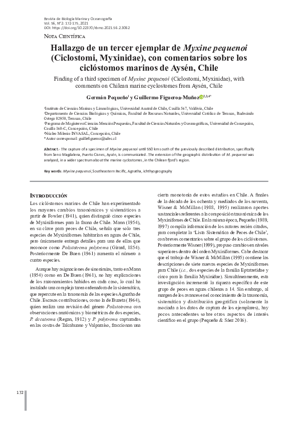 (PDF) Hallazgo de un tercer ejemplar de Myxine pequenoi (Ciclostomi ...