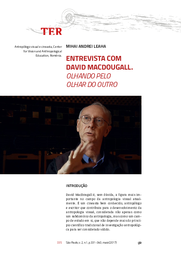 (PDF) “Olhando pelo olhar do outro” – entrevista com David MacDougall | Mihai Andrei Leaha ...