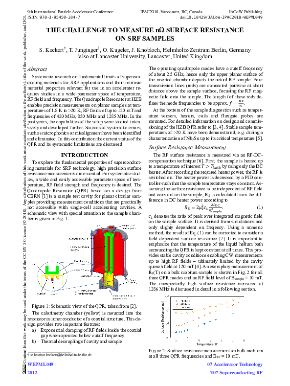 (PDF) The Challenge to Measure nΩ Surface Resistance on SRF Samples