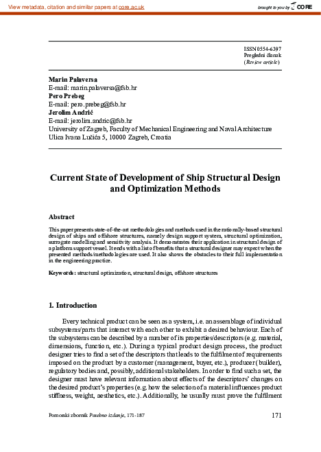 Pdf Current State Of Development Of Ship Structural Design And